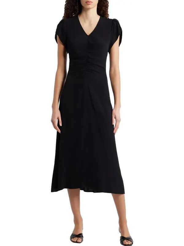 Caslon Ruched Midi Dress - Black