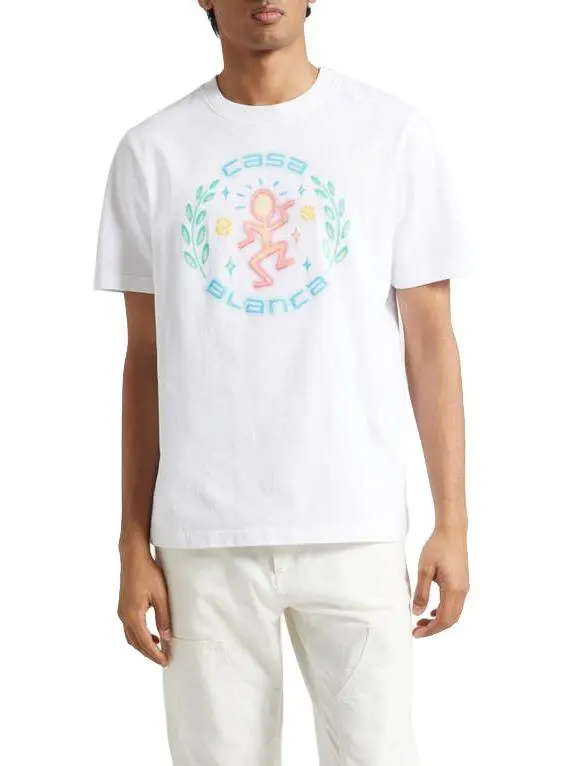 Casablanca Classic Fit Organic Cotton Graphic T-shirt - Dance Joy