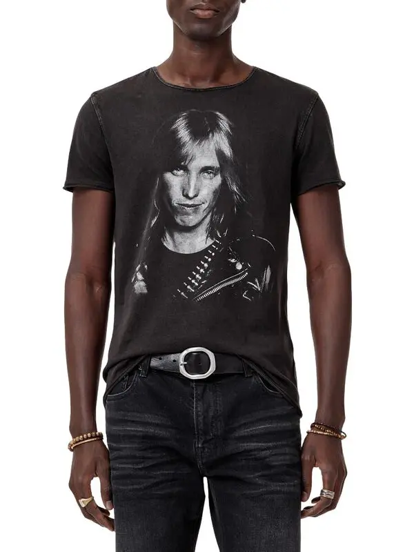 John Varvatos Tom Petty Raw Edge Graphic T-shirt - Charcoal