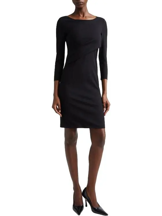 Emporio Armani Punto Milano Long Sleeve Jersey Dress - Black Solid