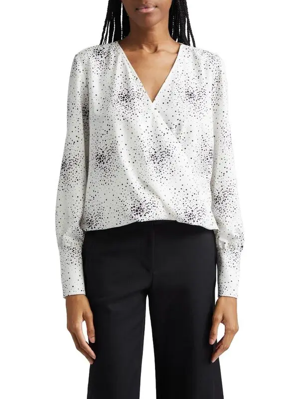 Emporio Armani Paint Splatter Stretch Crepe Top - Polka Dot