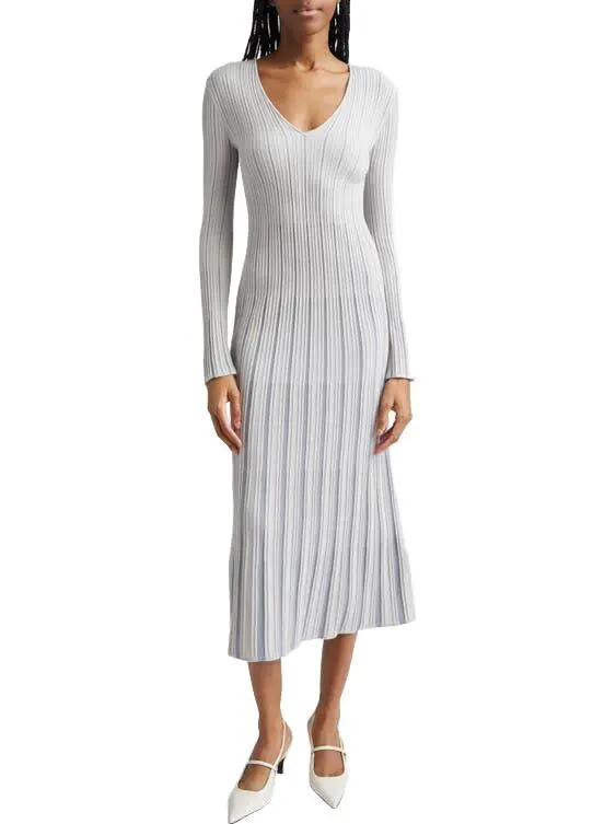 Emporio Armani Long Sleeve Ribbed Sweater Dress - Pearl
