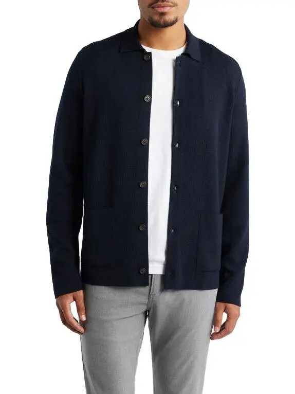 JACK VICTOR Milano Stitch Merino Wool Cardigan - Navy