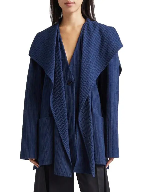 EENK Drape Collar Boxy Jacket - Navy