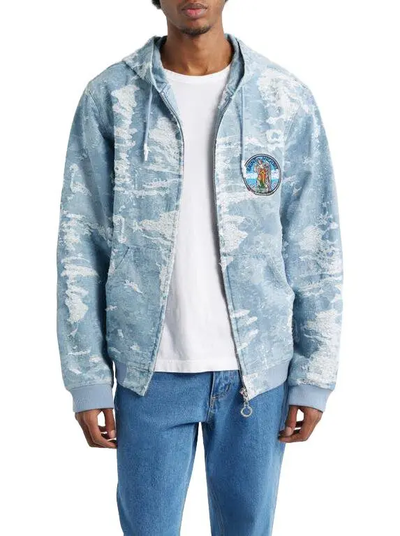 VERYRARE Saint Michael Jacquard Zip-up Hoodie - Blue