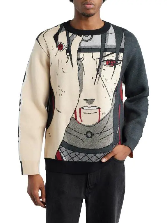 VERYRARE Mangekyo Meltdown Jacquard Graphic Crewneck Sweater - Ivory Multi