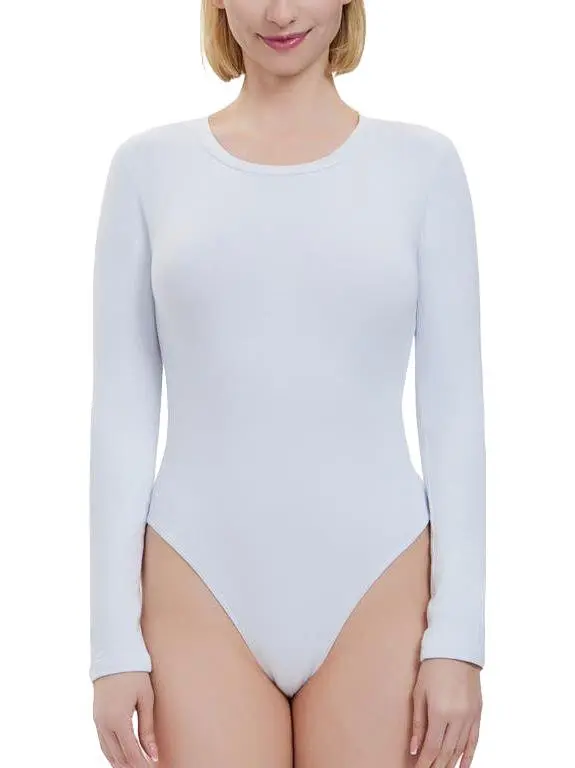 KIMI + KAI Round Neck Long Sleeve Bodysuit - White