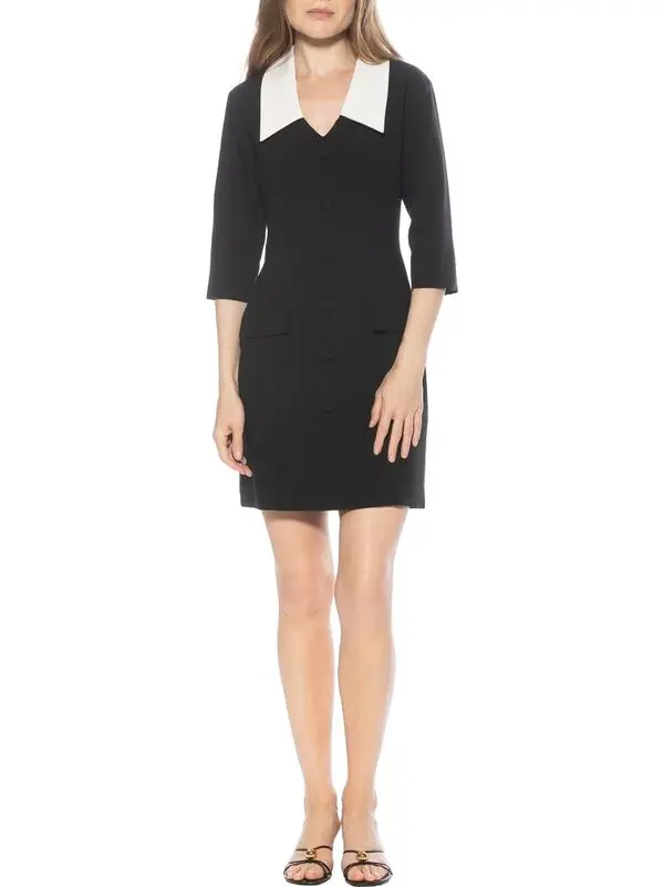 ALEXIA ADMOR Isolde Colorblock Collared Dress - Black