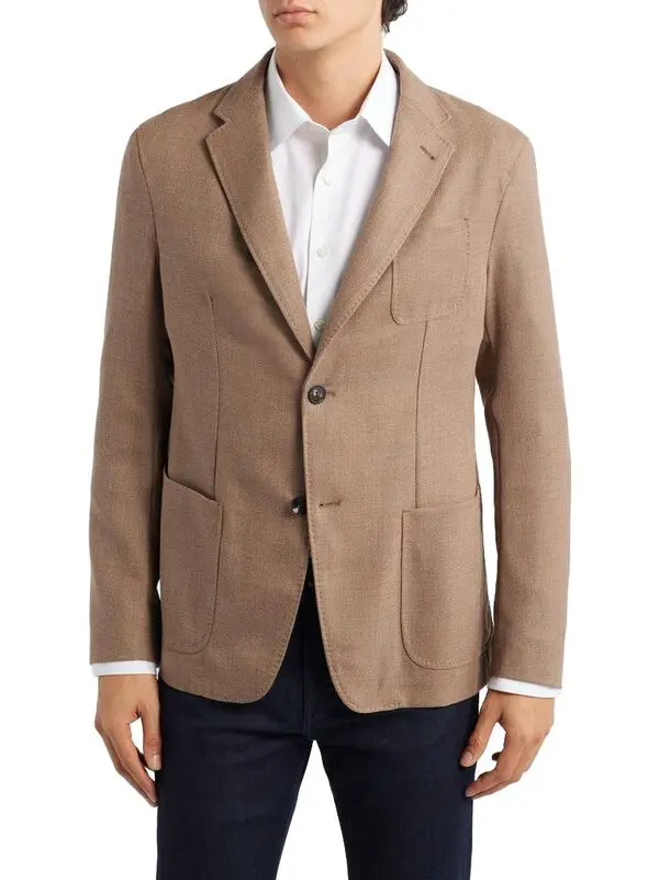 Emporio Armani Textured Virgin Wool Sport Coat - Brown