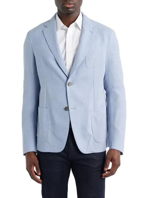 Emporio Armani Textured Virgin Wool Sport Coat - Light Blue