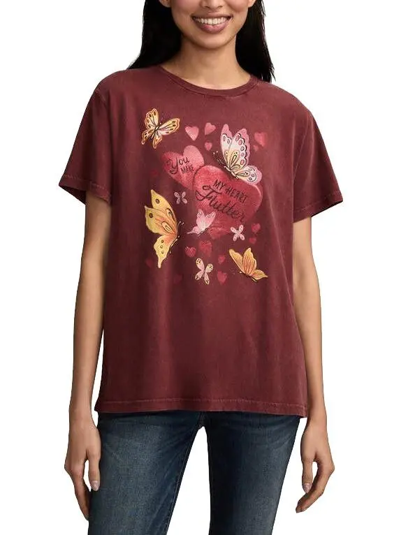 Lucky Brand Graphic Boyfriend T-shirt - Oxblood Red