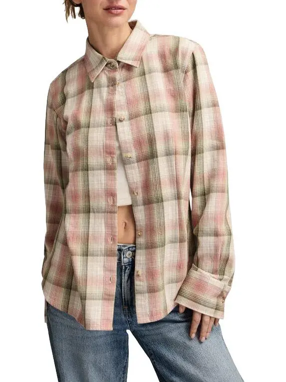 Lucky Brand Plaid Cotton Button-up Shirt - Pink Plaid