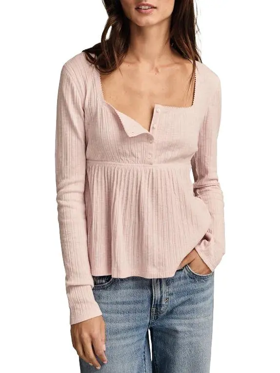 Lucky Brand Babydoll Henley Top - Sepia Rose