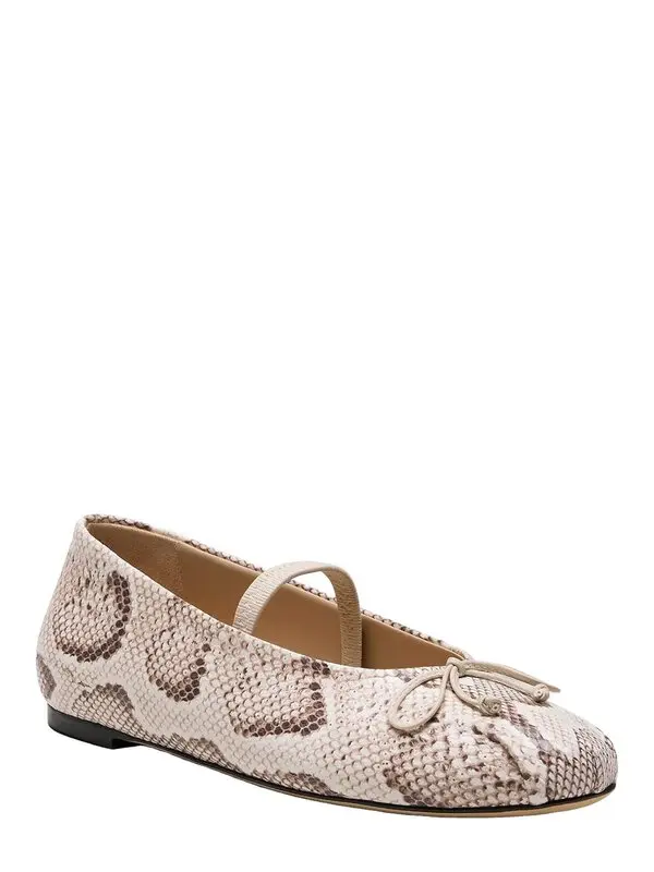 STUART WEITZMAN Prima Bow Mary Jane Flat - Cream/linen