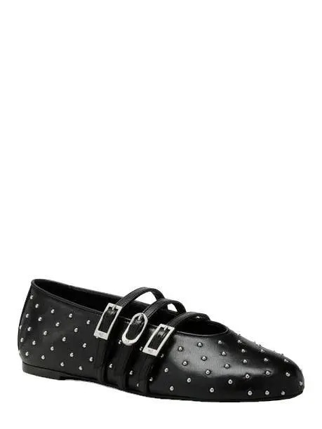 STUART WEITZMAN Studded Mary Jane Ballet Flats - Black