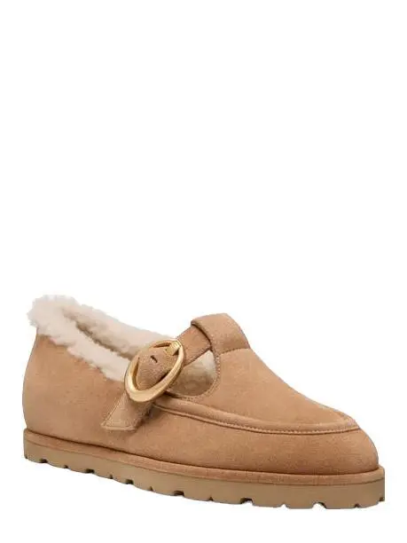 STUART WEITZMAN Dakota Genuine Shearling Mary Jane Flat - New Camel/natural