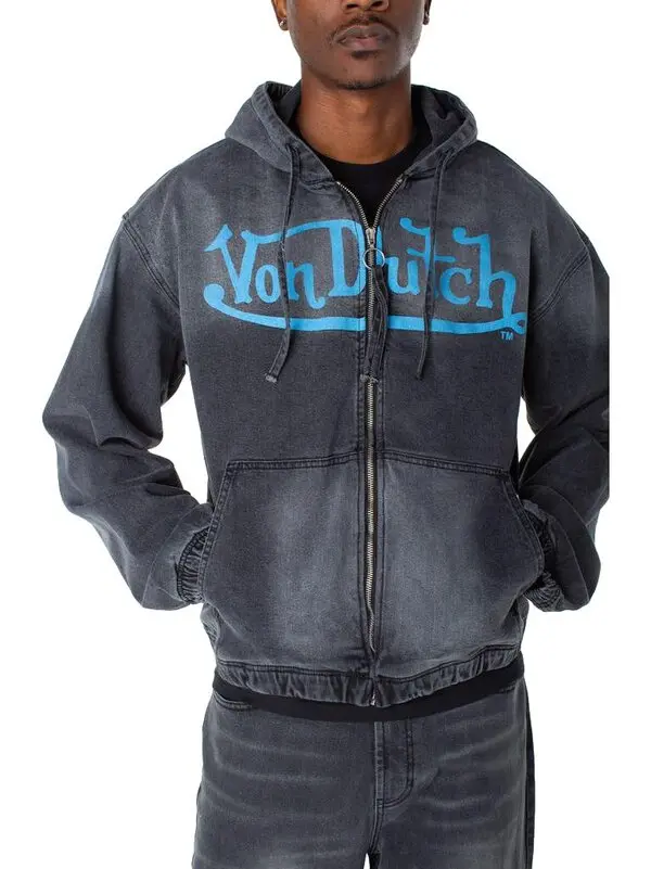 VON DUTCH Invader Patch Acid Zip-up Hoodie Jacket - Grovestone