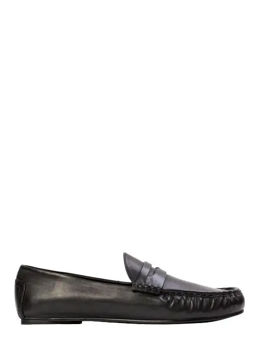 BLACK SUEDE STUDIO Darlyn Leather Moccasin Loafer - Black Leather