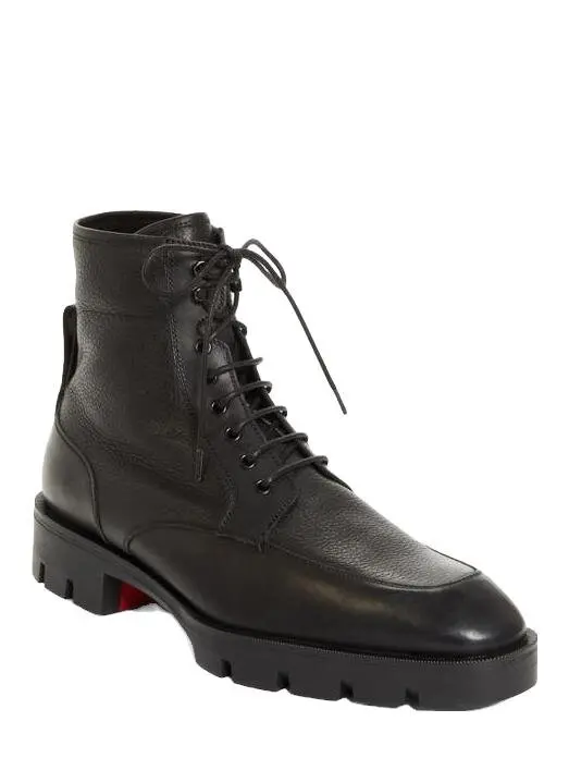 CHRISTIAN LOUBOUTIN Caracolo Lion Leather Boots - Black