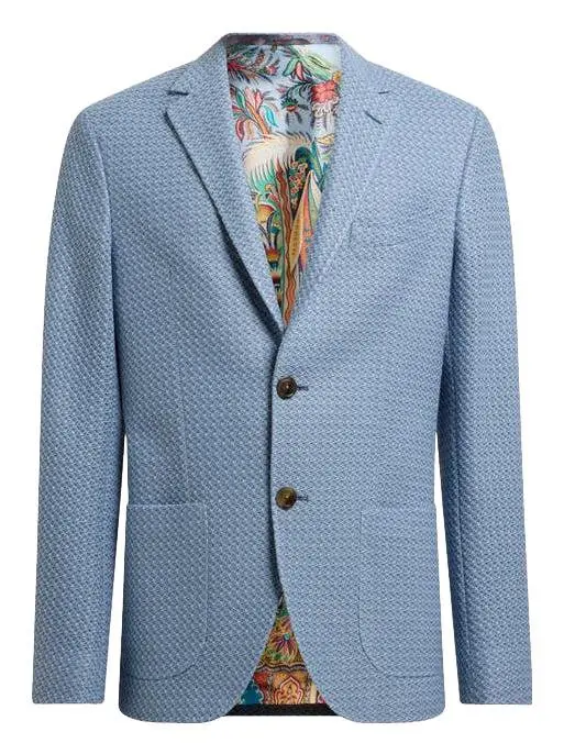Etro Roma Jersey Jacquard Sport Coat - Blue