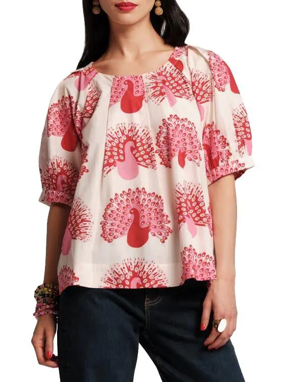 FRANCES VALENTINE Zonda Peacock Top - Oyster/multi
