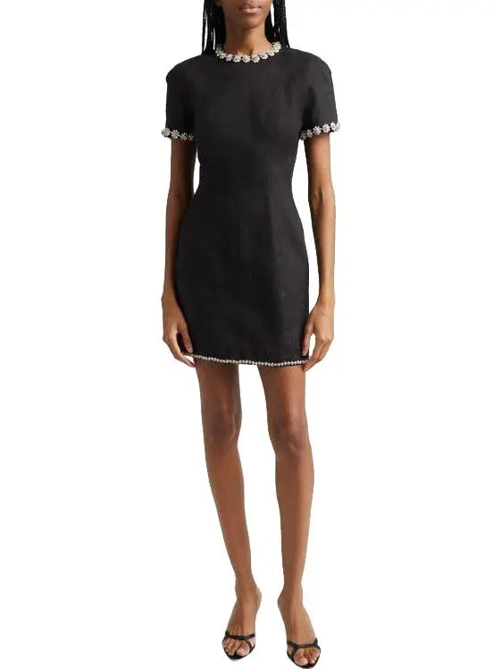Zimmermann Rebellion Jewel Embellished Linen Minidress - Black