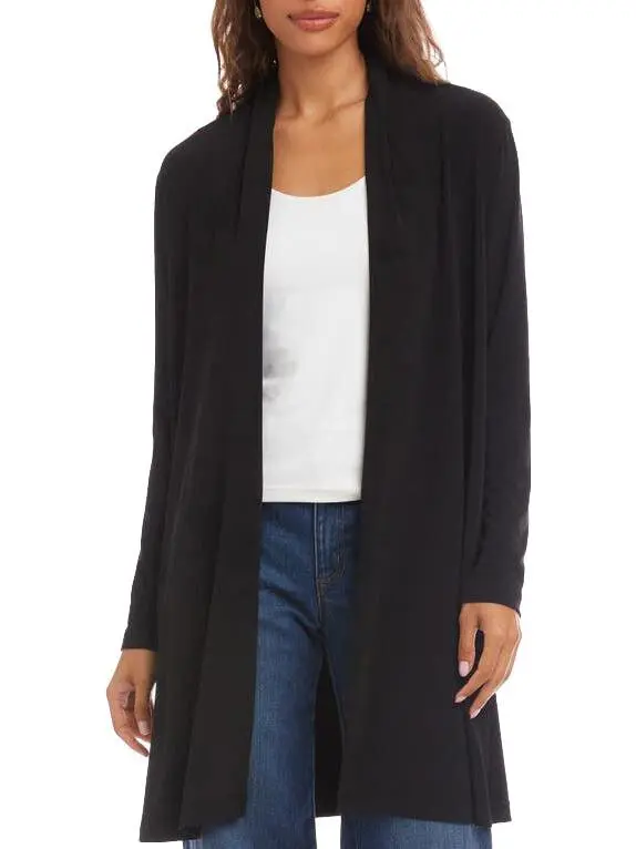 Karen Kane Travel Jersey Open Front Cardigan - Black