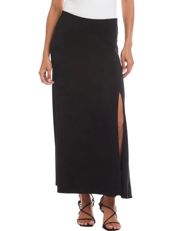 Karen Kane Travel Jersey Adjustable Zip Maxi Skirt - Black