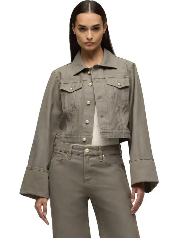 Hudson Jeans Cuffed Cropped Jacket - Washed Olive