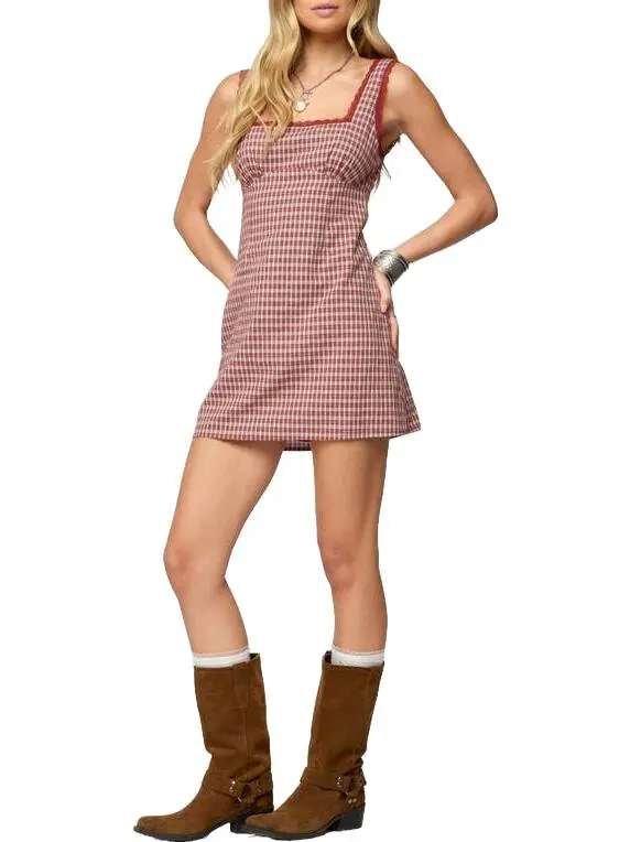 EDIKTED Clarren Gingham Mini Dress - Red