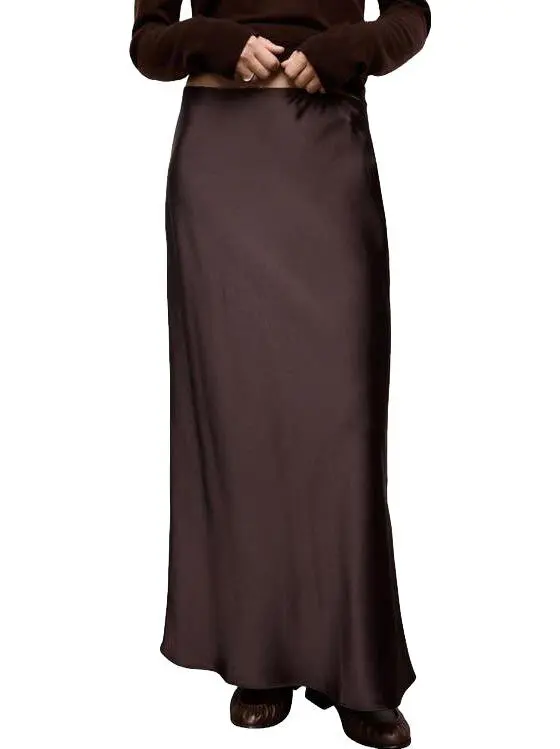 Mango Satin Maxi Skirt - Plum