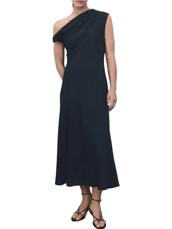Mango Asymmetric Maxi Dress - Navy