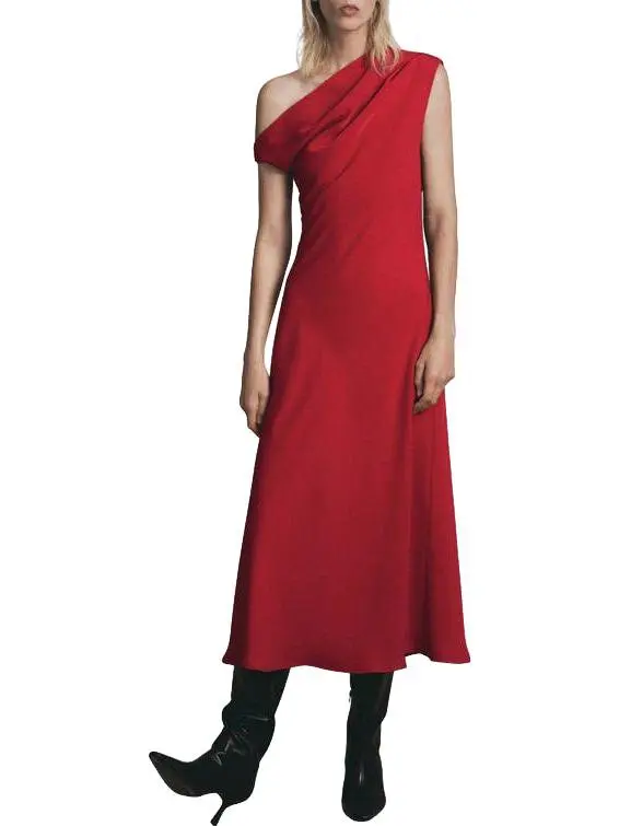 Mango Asymmetric Maxi Dress - Red