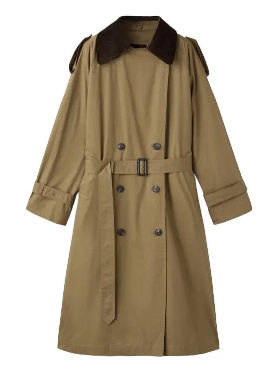 Mango Double-breasted Trench Coat - Khaki Green