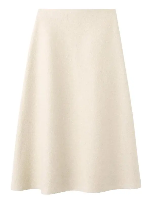 Mango Penny A-line Wool Blend Midi Skirt - Beige