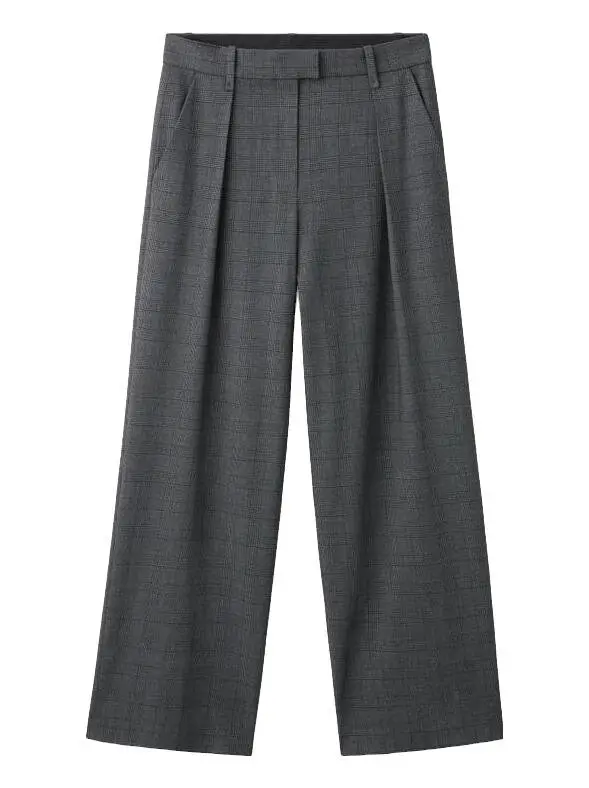 Mango Pleated Straight Leg Trousers - Grey