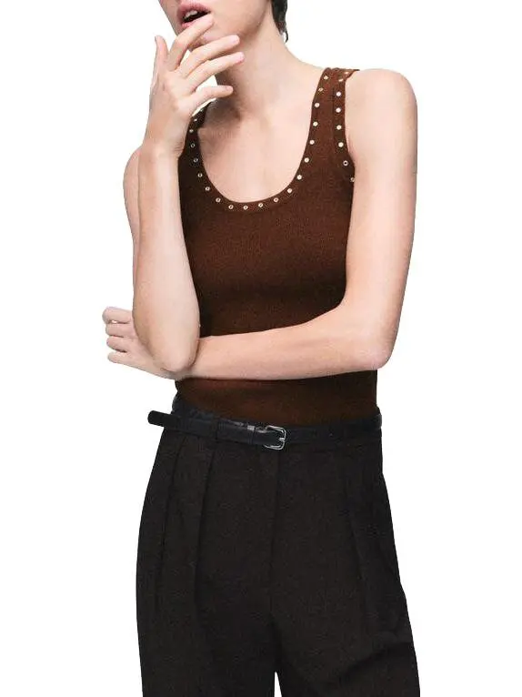 Mango Grommet Accent Knit Tank - Brown