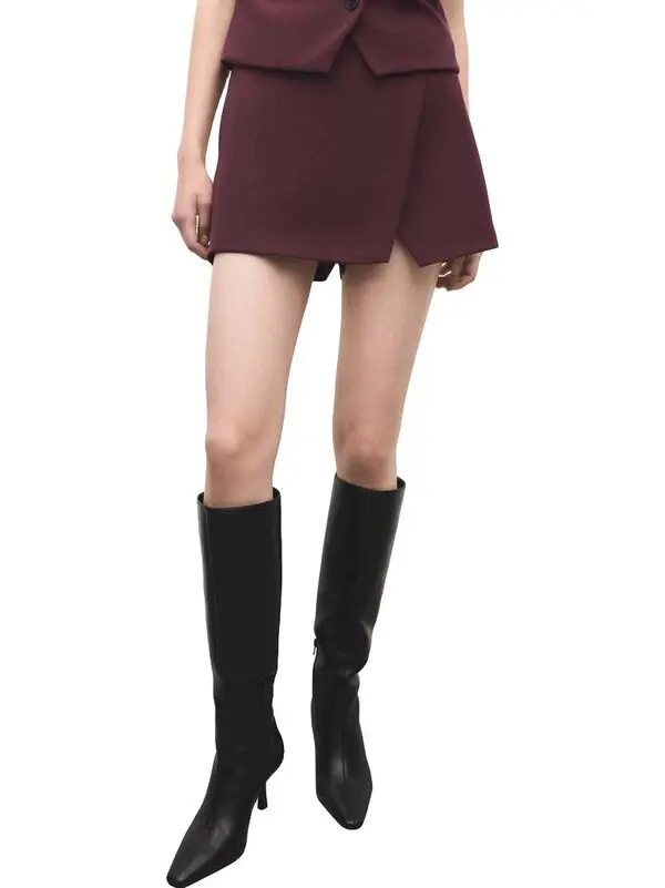 Mango Faux Wrap Skort - Maroon