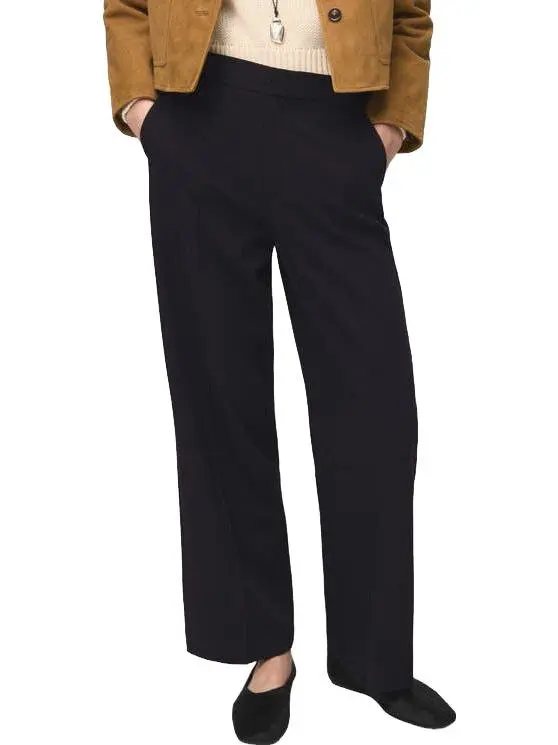 Mango High Waist Straight Leg Trousers - Black