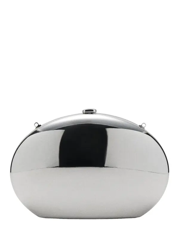 Mango Oval Frame Clutch - Silver