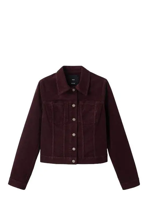 Mango Stitch Velvet Cropped Jacket - Wine