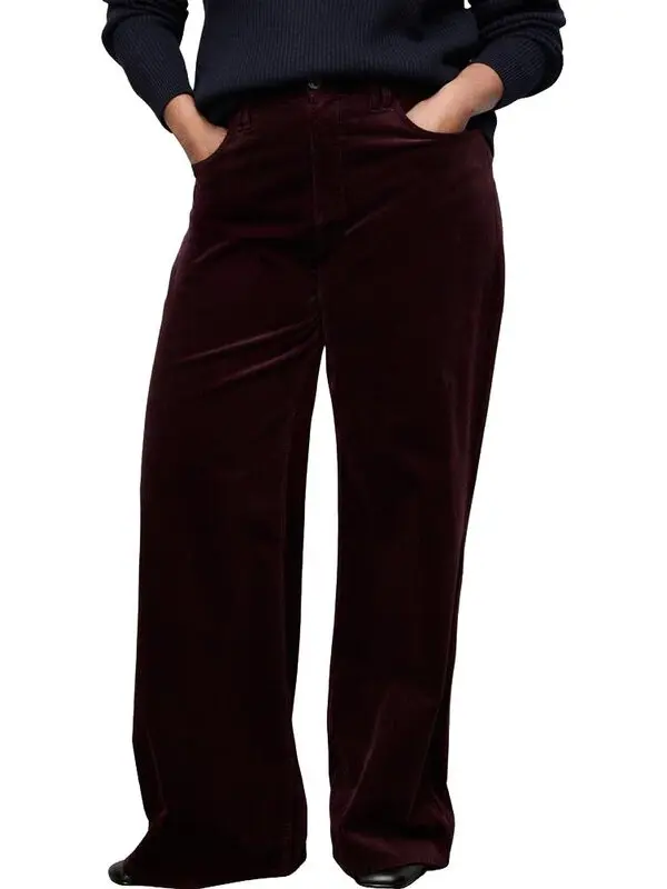 Mango High-waist Wide-leg Corduroy Jeans - Wine