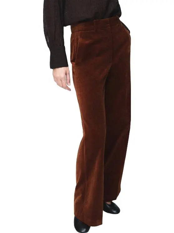 Mango Velvet Straight-leg Trousers - Burnt Orange