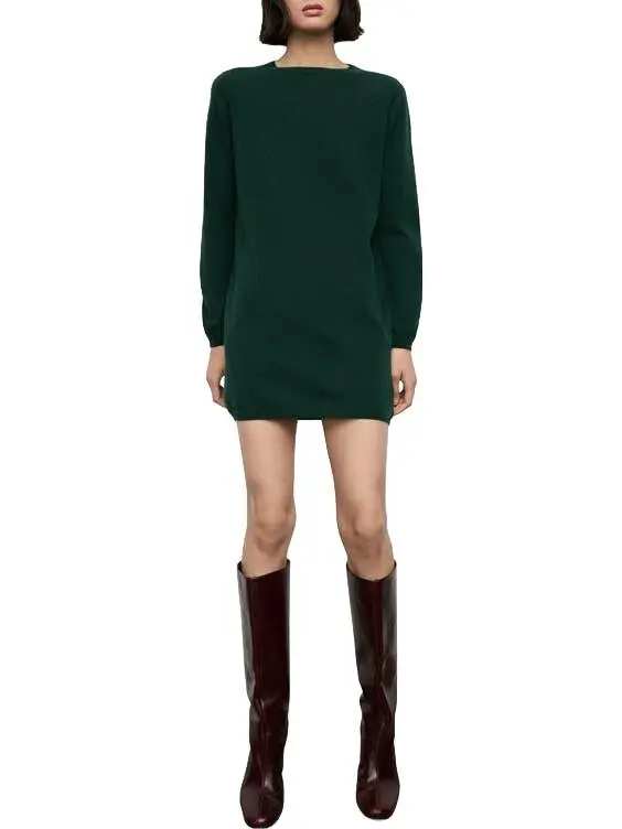 Mango Fine Knit Long-sleeve Sweater Dress - Dark Green