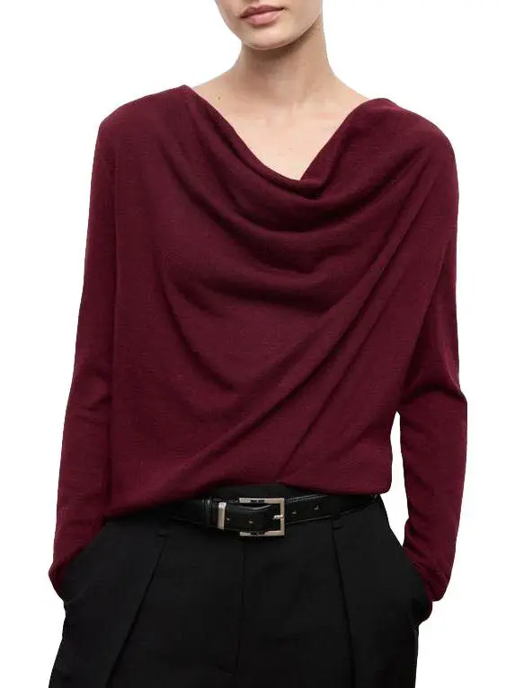 Mango Cowl Neck Long Sleeve Sweater - Wine