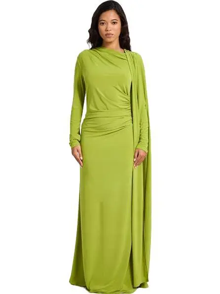 DASKA Cape Maxi Dress - Chartreuse