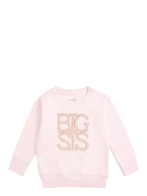 SWEET WINK Big Sis Pearl Patch Toddler Sweatshirt - Ballet