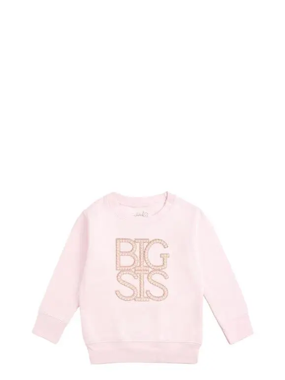 SWEET WINK Big Sis Pearl Patch Toddler Sweatshirt - Ballet