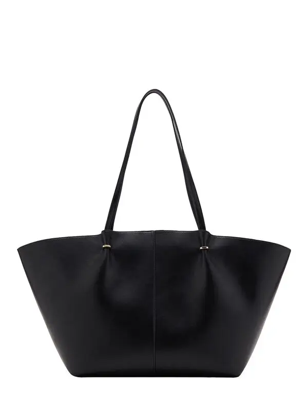 Mango Faux Leather Shopper Bag - Black
