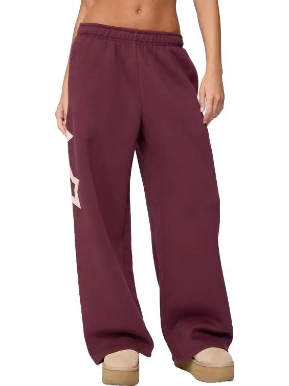 EDIKTED Starly Straight-leg Sweatpants - Burgundy